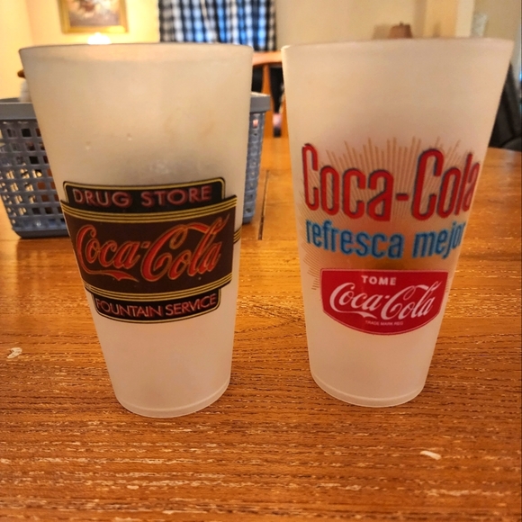 Coca Cola | Kitchen | 2 Plastic Cocacola Drinking Glasses | Poshmark